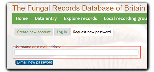 Forgotten password | The Fungal Records Database of Britain and Ireland